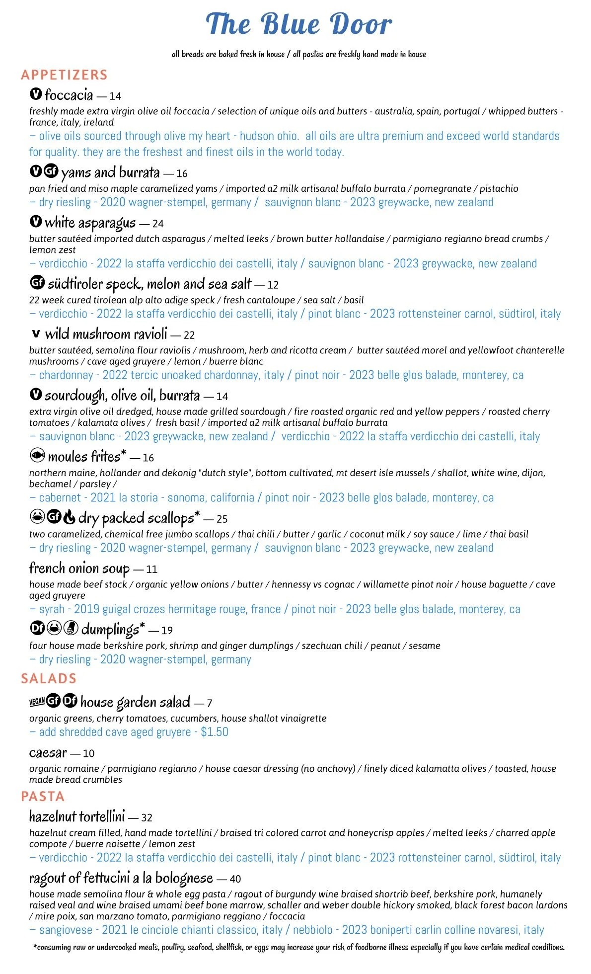 Menu — The Blue Door Cafe & Bakery