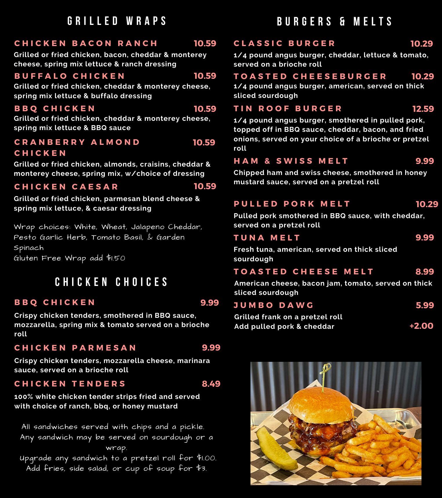 Menu — Tin Roof Cafe n' Sweets