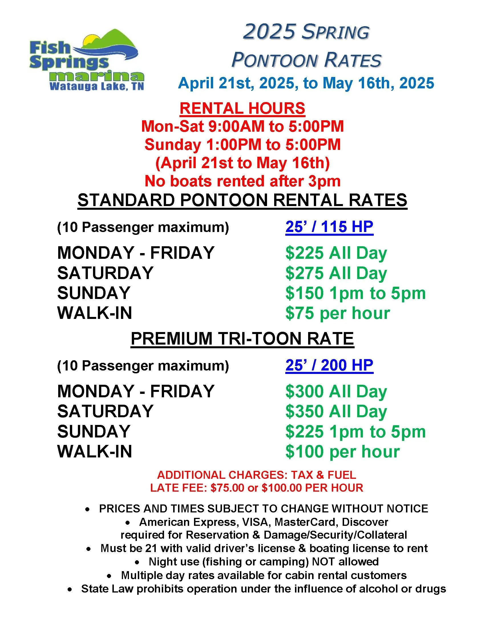 Pontoon Rentals — Fish Springs Marina