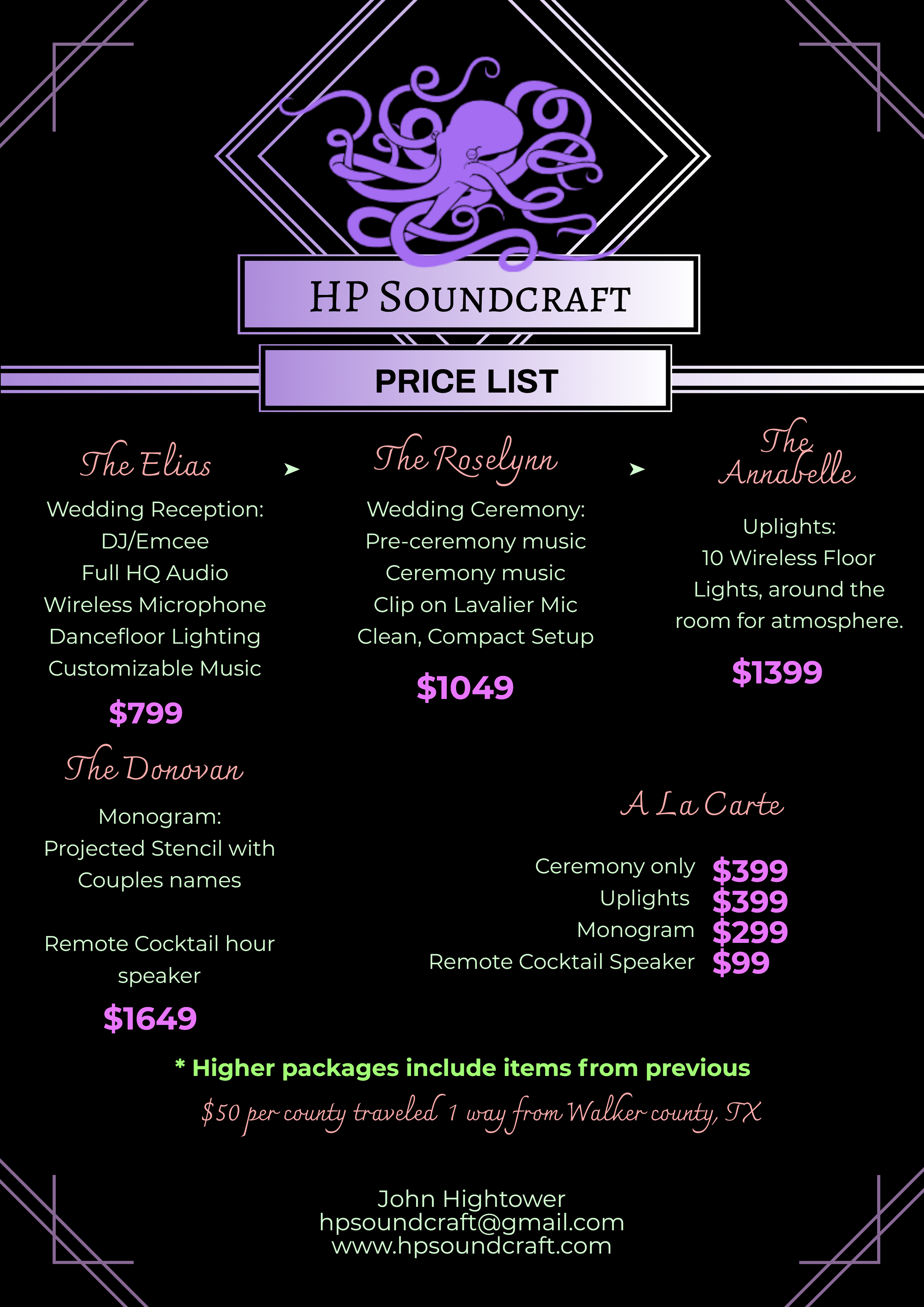 Pricing — HP Soundcraft | Mobile DJ | Huntsville, Tx