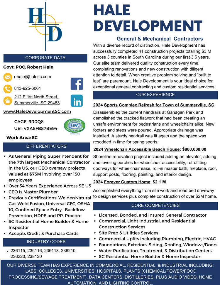 Capability Statement — HALE DEVELOPMENT