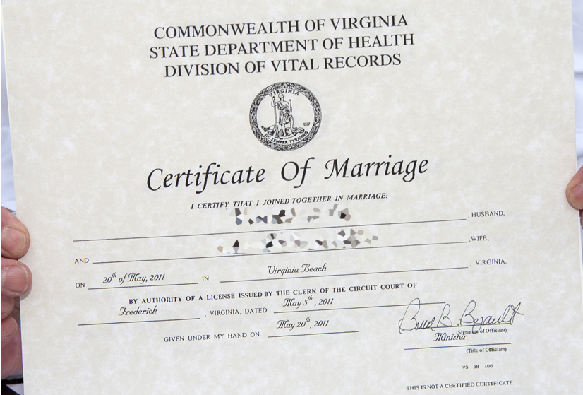 Virginia Official Marriage Certificate Franklin County Virginia Virginia Official Marriage Certificate Franklin County Virginia
