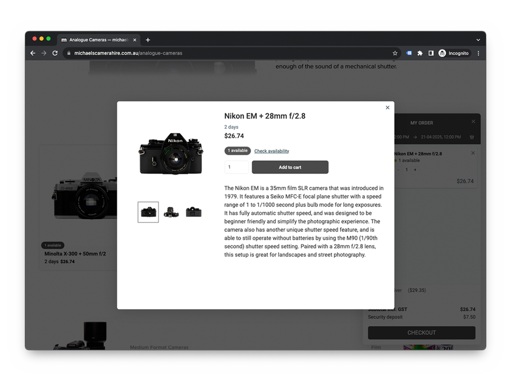 How Our Rentals Work — michaels Camera Hire