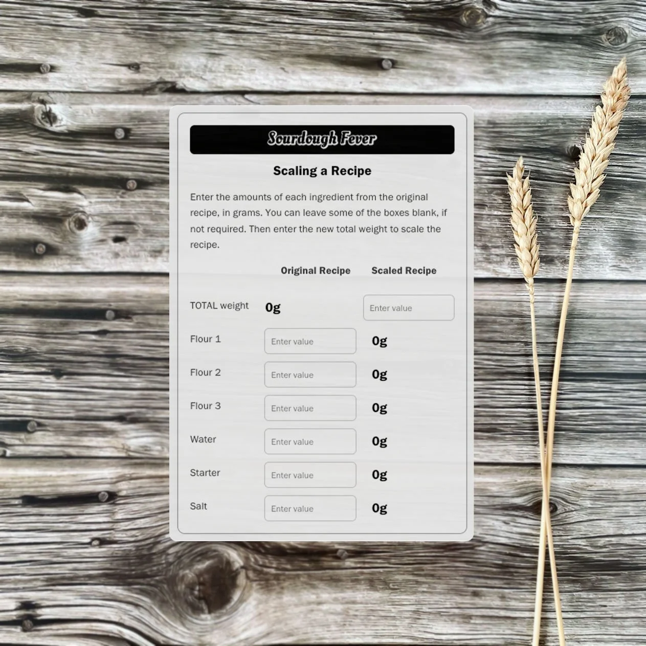 Calculators — Sourdough Fever