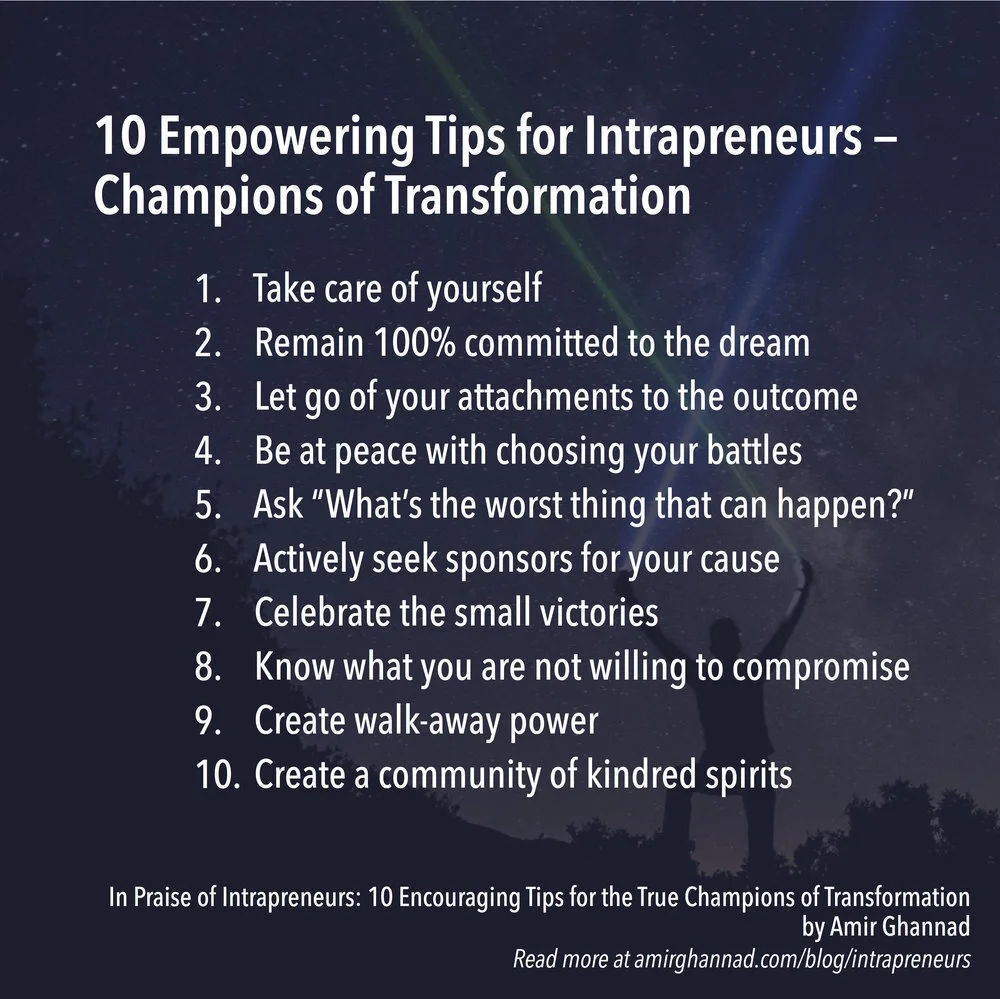 In Praise of Intrapreneurs: 10 Encouraging Tips for the True Champions ...