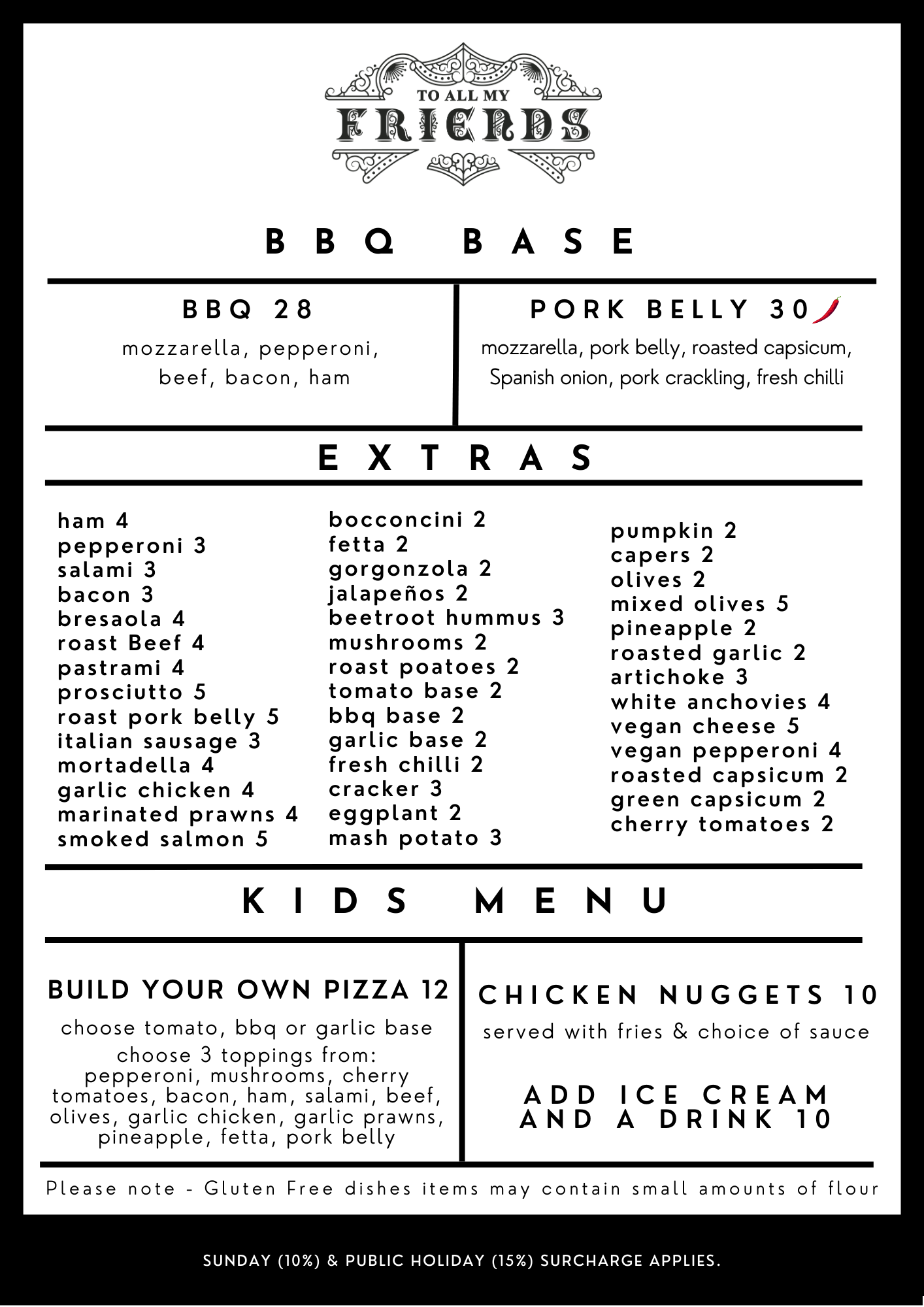 Menu — To All My Friends