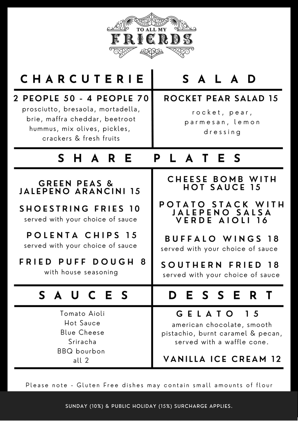 Menu — To All My Friends