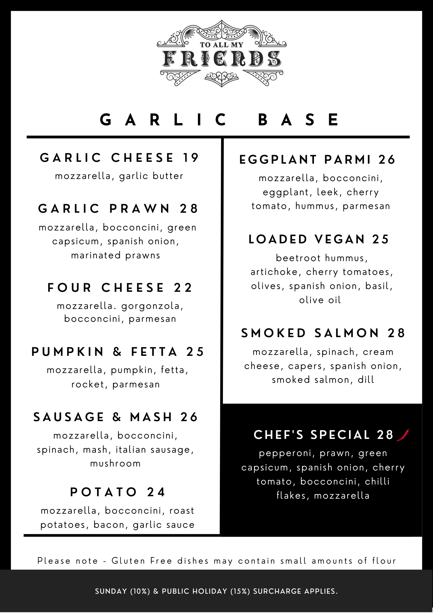 Menu — To All My Friends