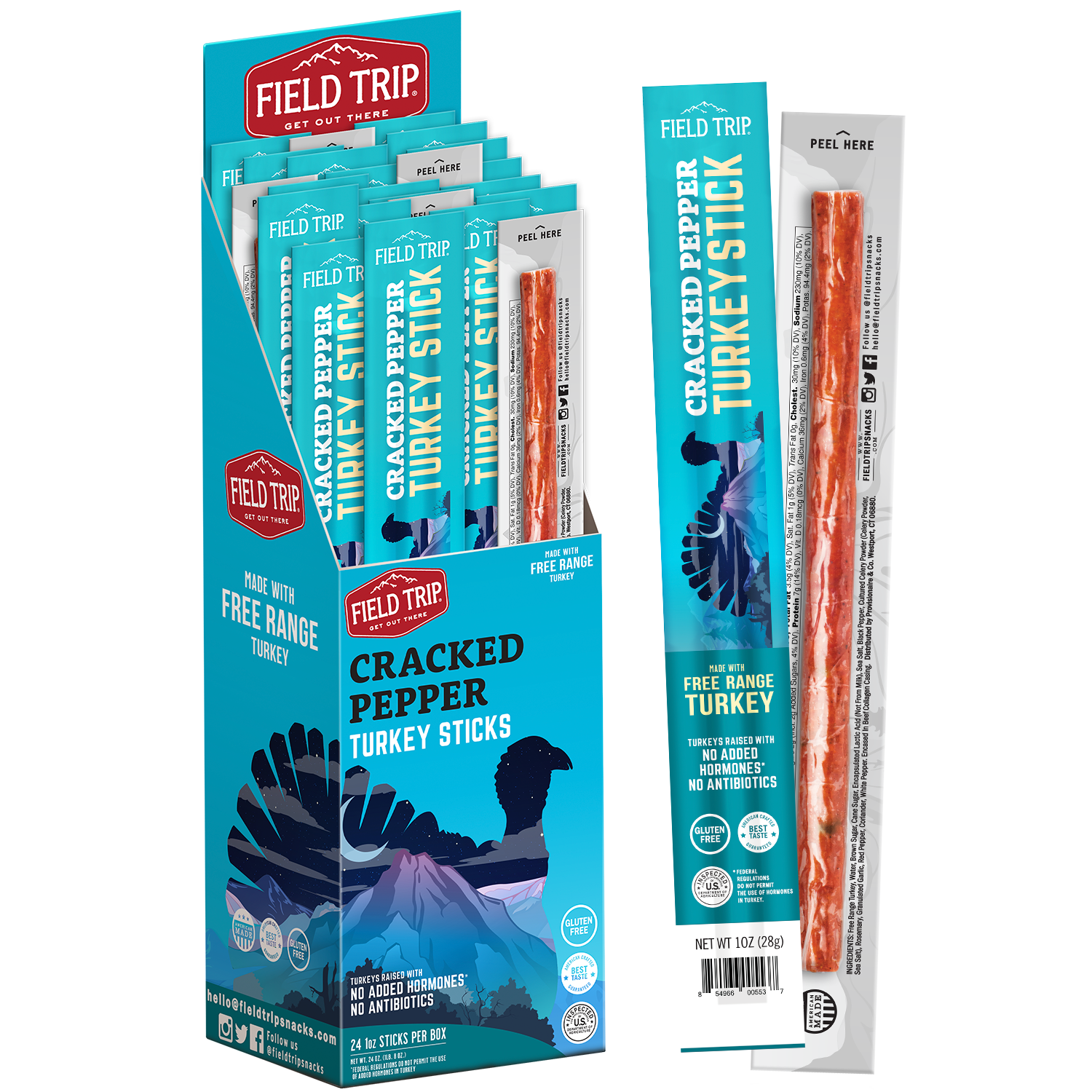 Turkey Meat Sticks - Cracked Pepper — Field Trip Snacks