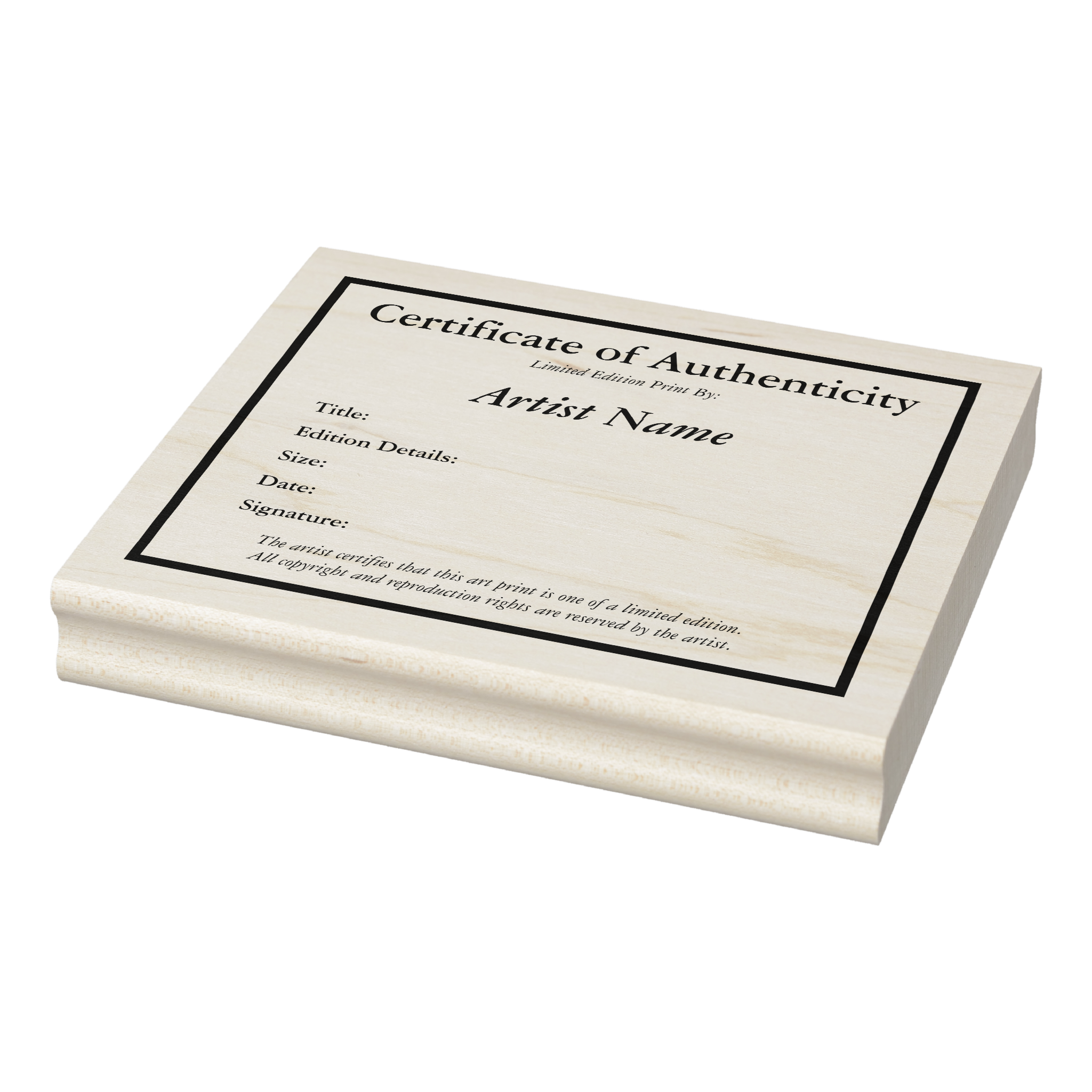 Certificates of Authenticity for Giclee Prints — Auth Cert