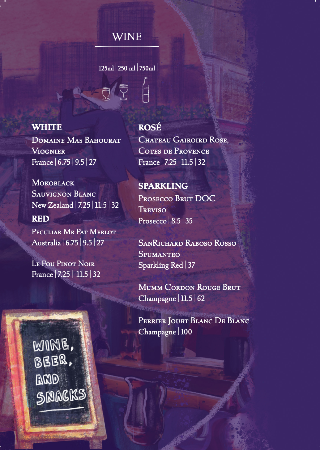 Menu — Fox and Chance