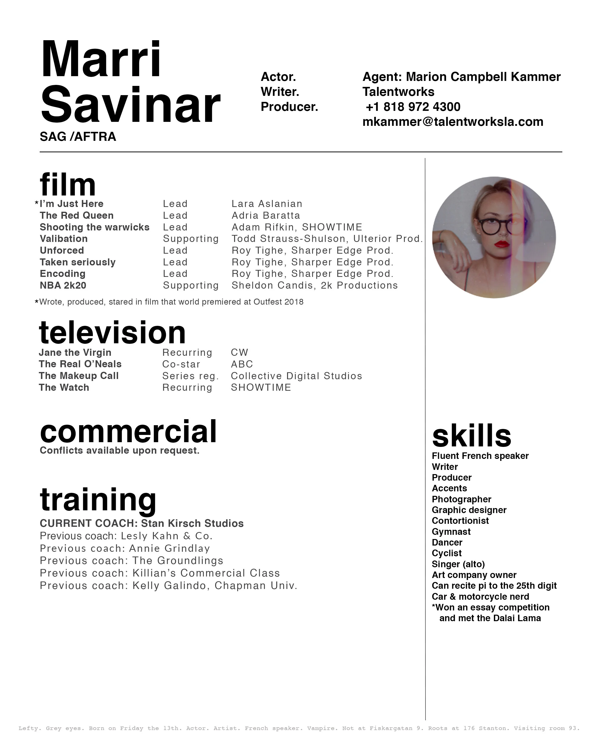 Marri Savinar - Actor/Writer/producer