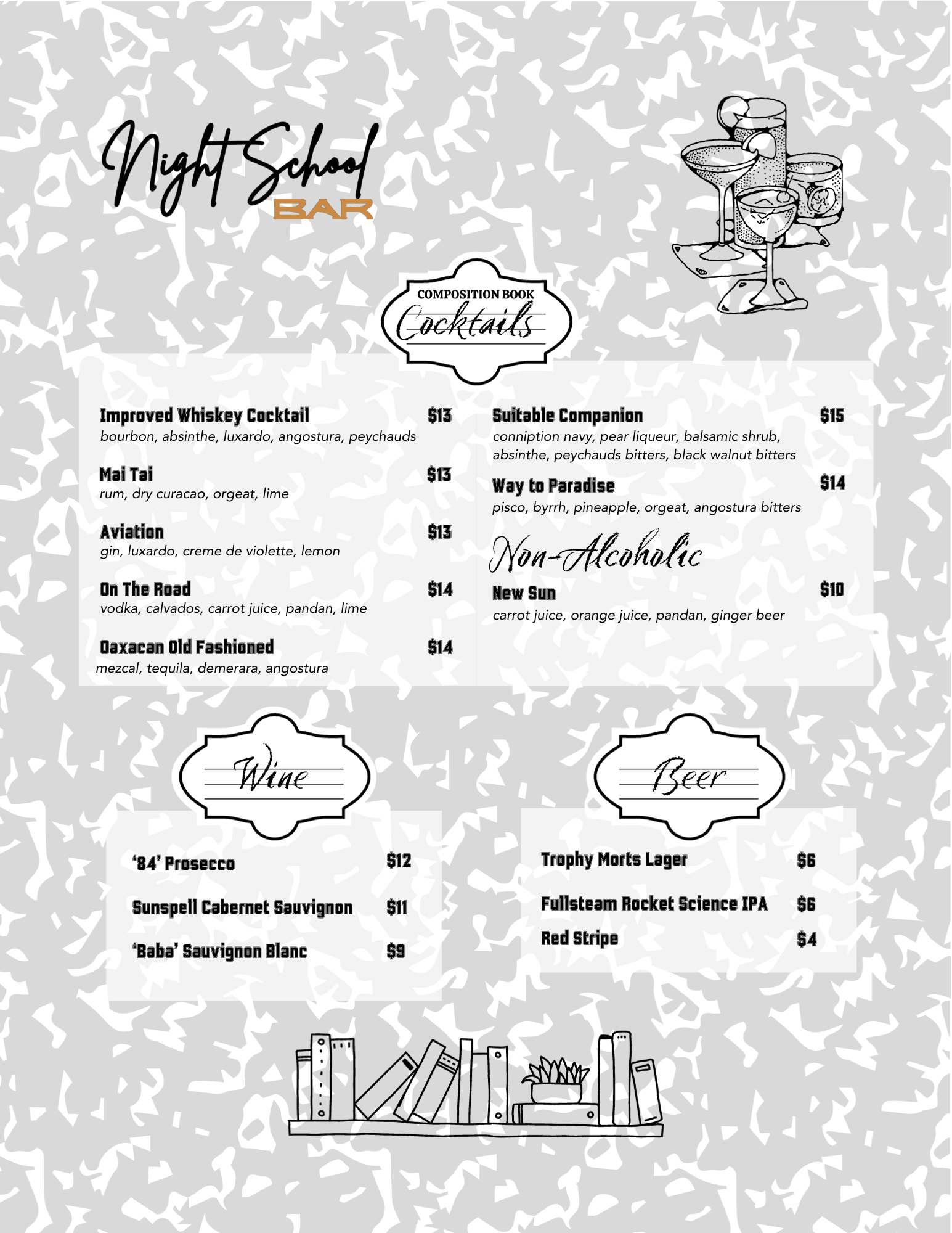 Menu — Night School Bar