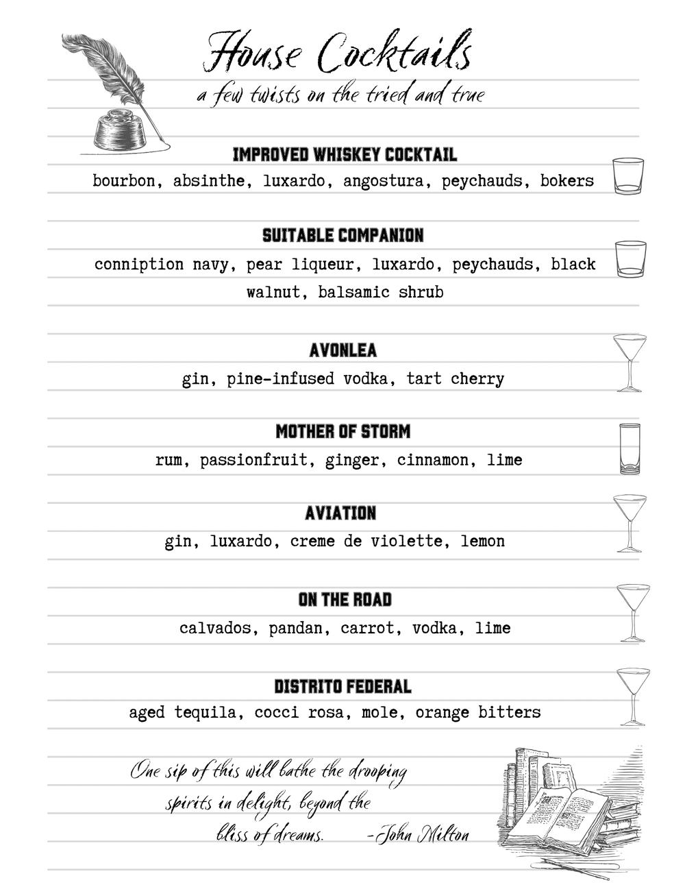 Menu — Night School Bar
