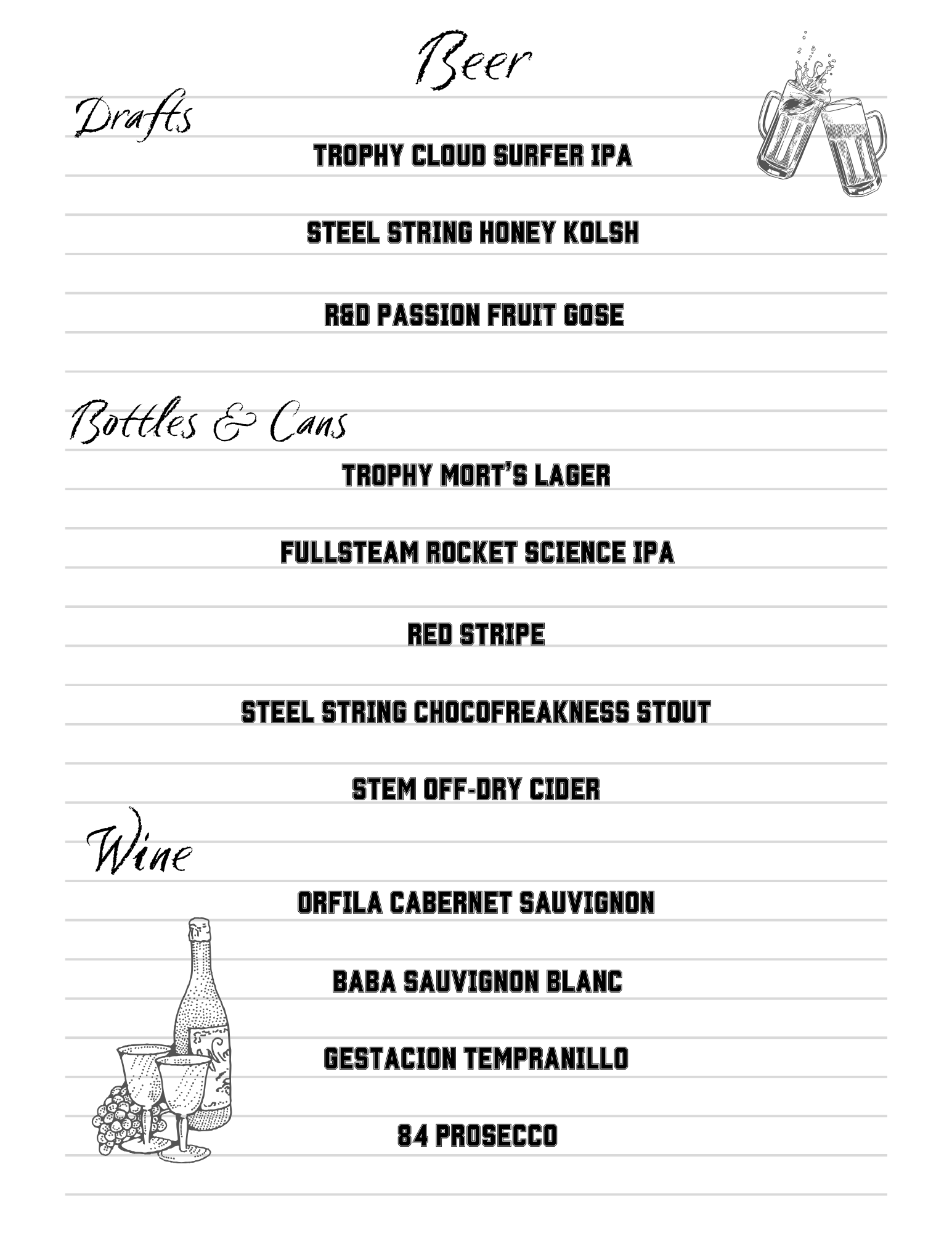 Menu — Night School Bar