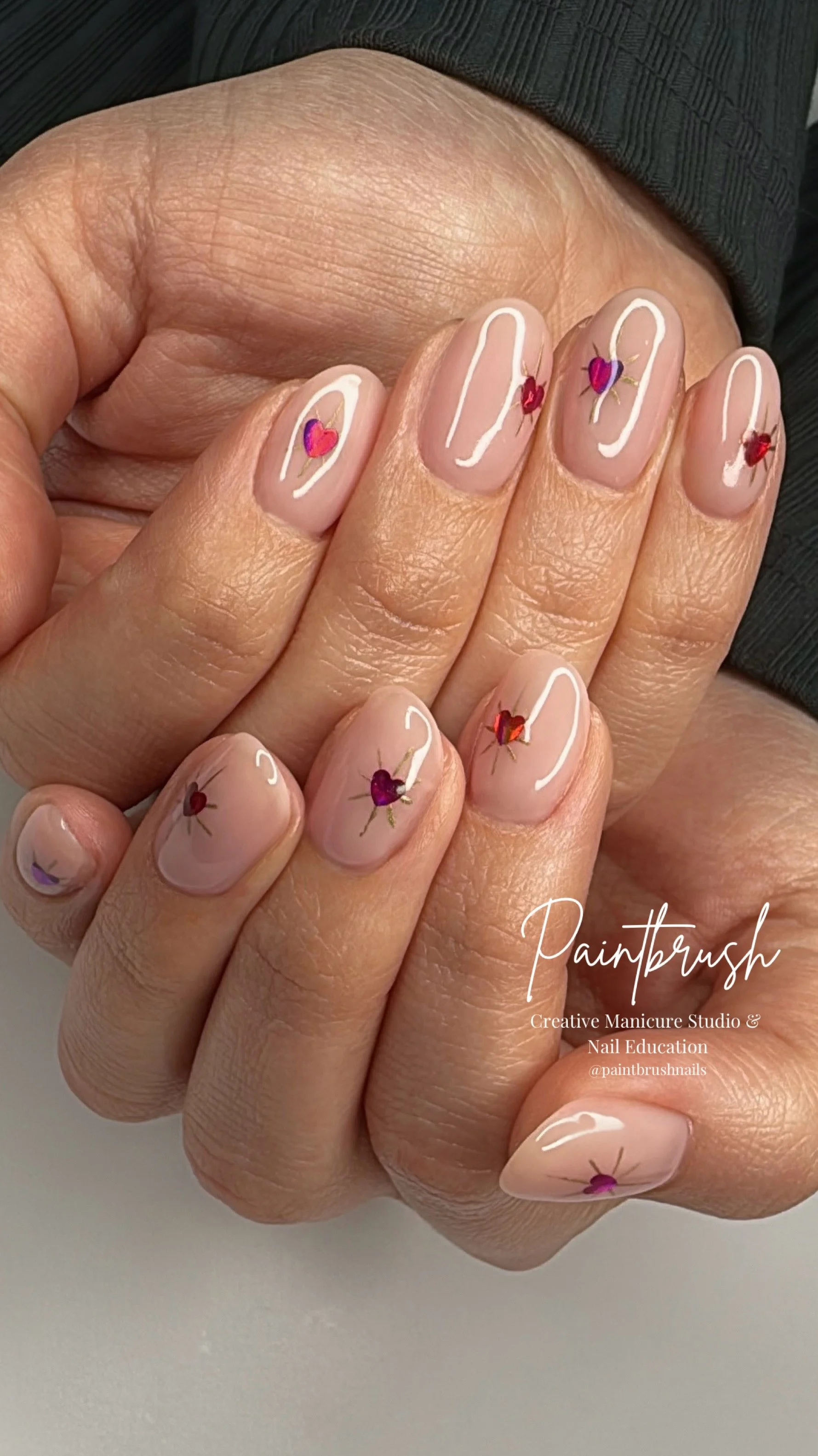 Romantic Valentine’s Nails | Natural Builder Gel with Subtle Heart ...