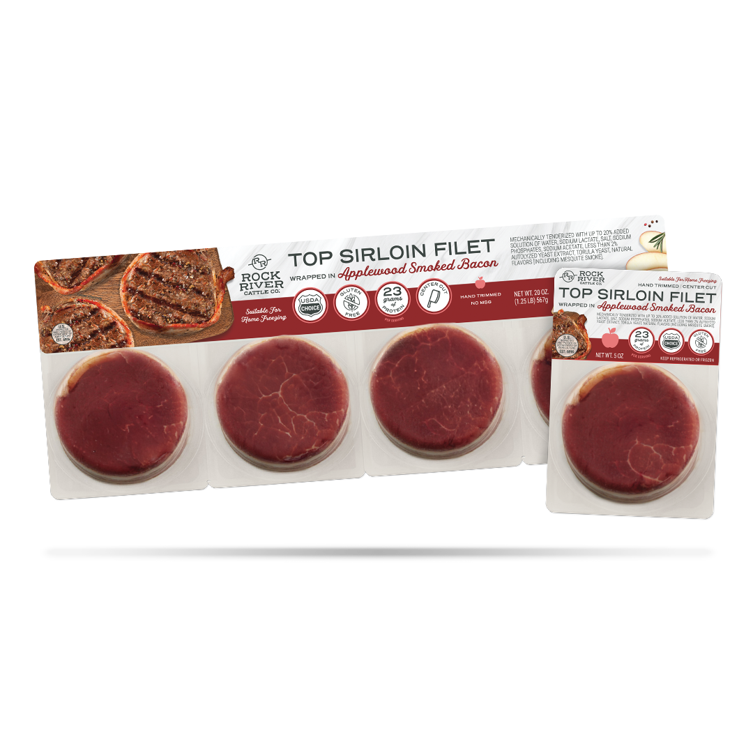 TOP SIRLOIN FILET WRAPPED IN APPLEWOOD SMOKED BACON — Rock River Cattle Co.