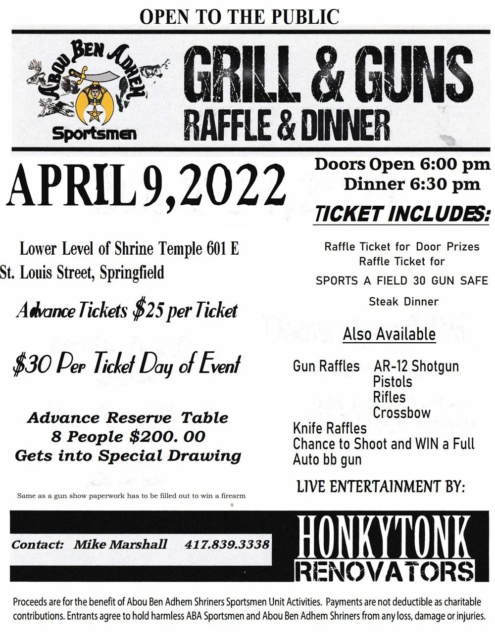 ABA Sportsman's Annual Grills & Guns Raffle & Dinner — Abou Ben Adhem ...
