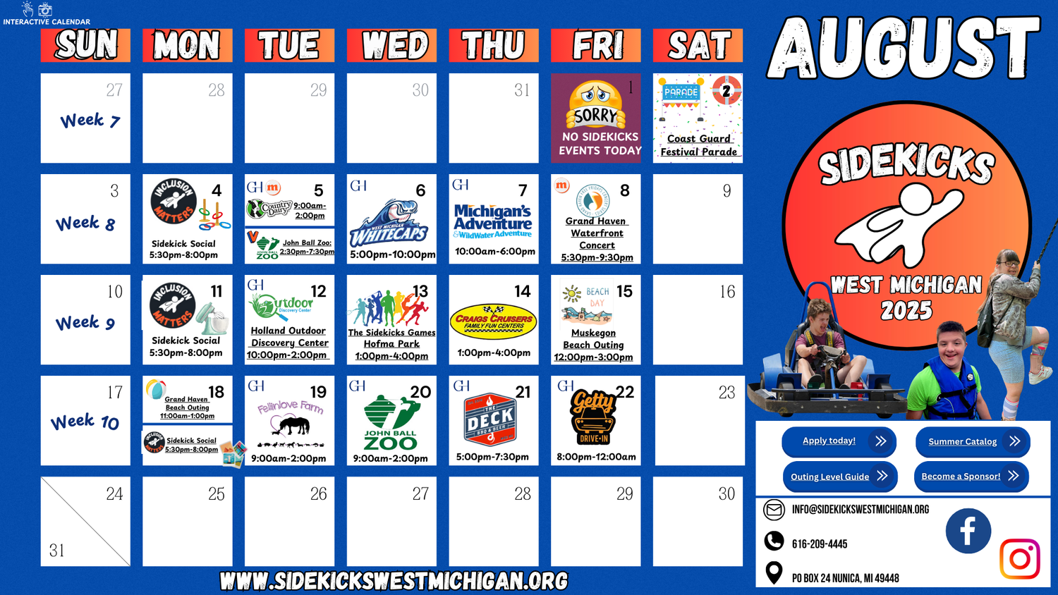 Calendar — Sidekicks West Michigan