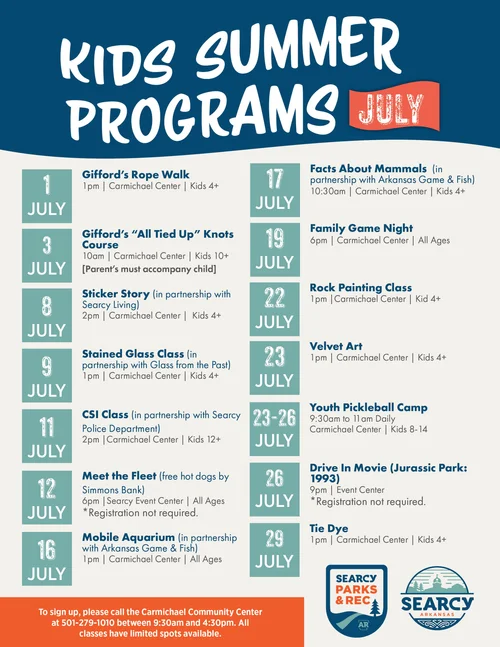 Searcy Parks & Rec Announces July’s Kids Summer Programs — City of Searcy