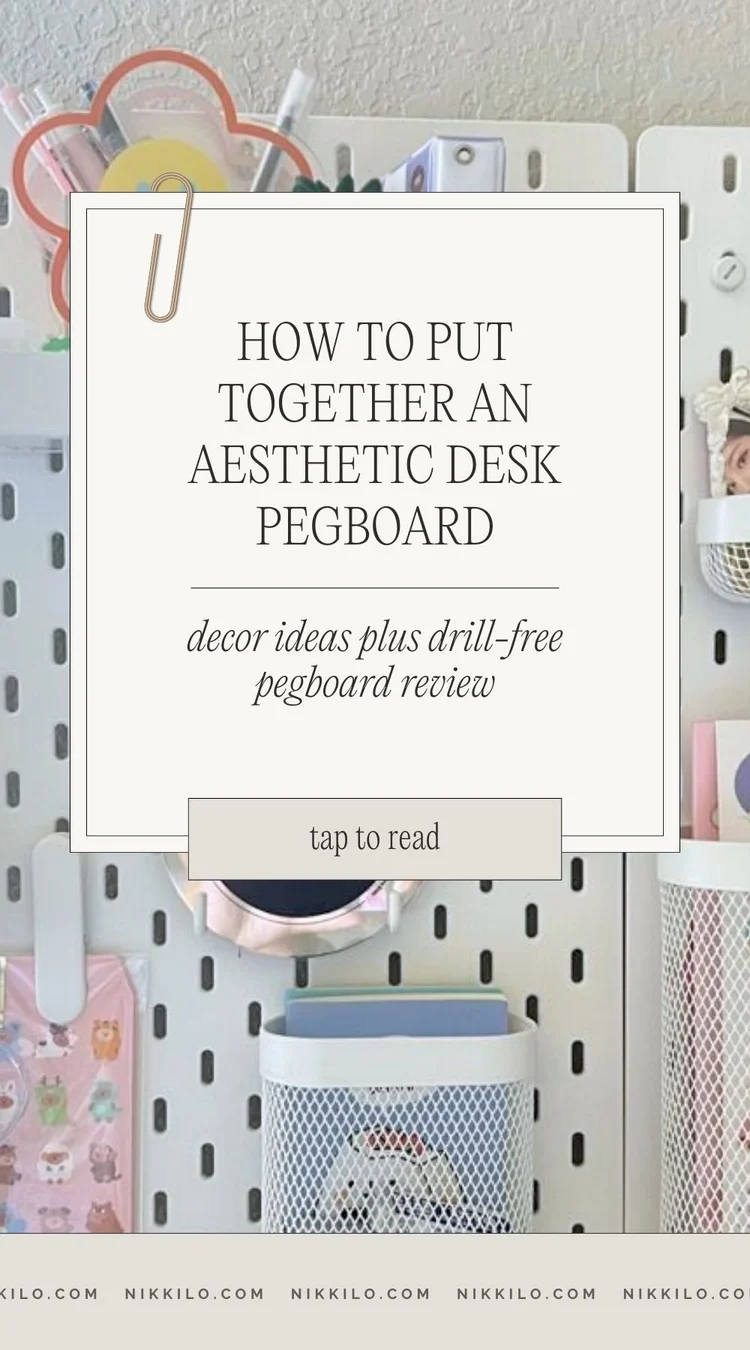 How To Put Together An Aesthetic AF Pegboard For Your Desk (NO Drilling ...
