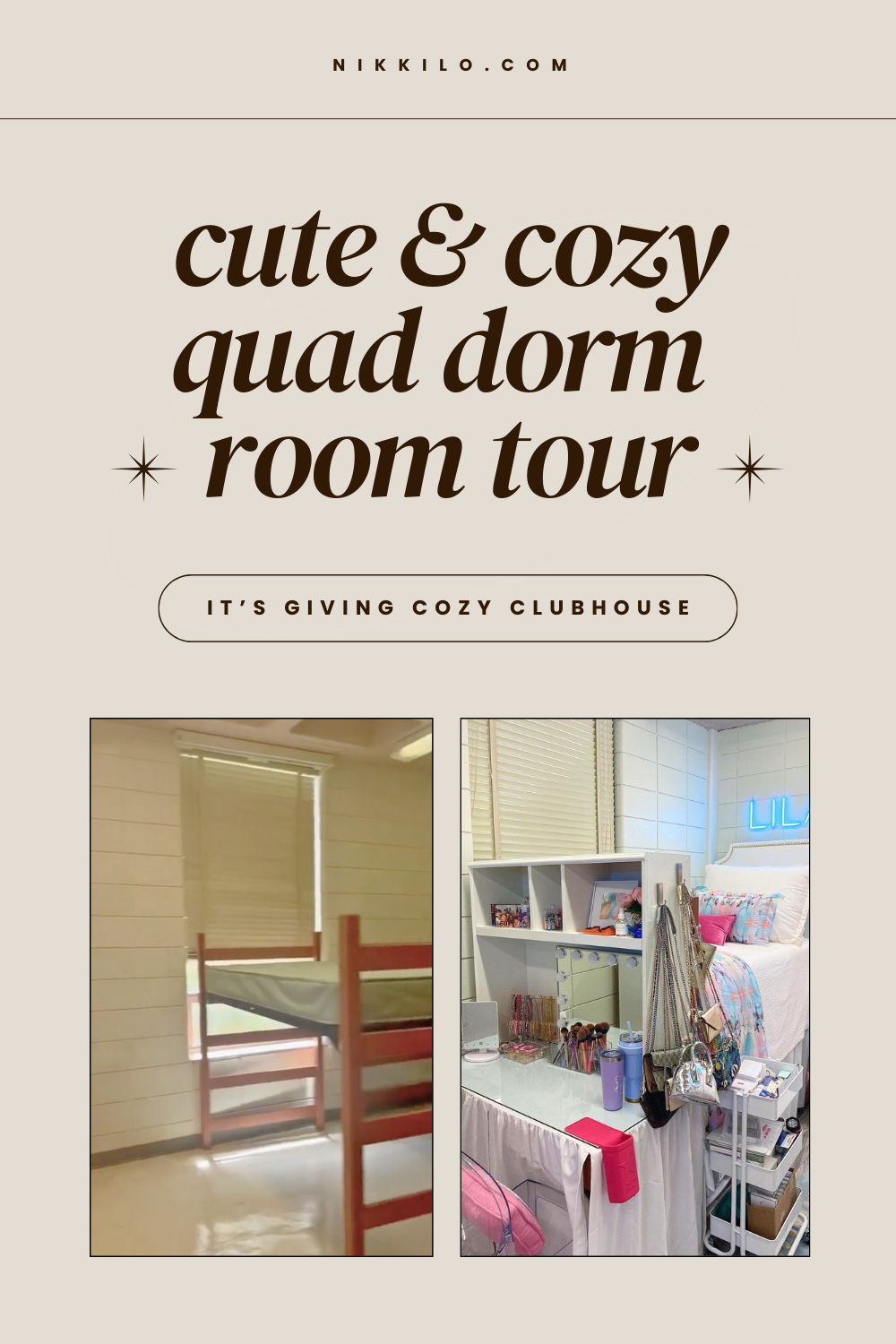 Tour A Dreamy Quad Dorm Room With Cozy Clubhouse Vibes — nikki lo