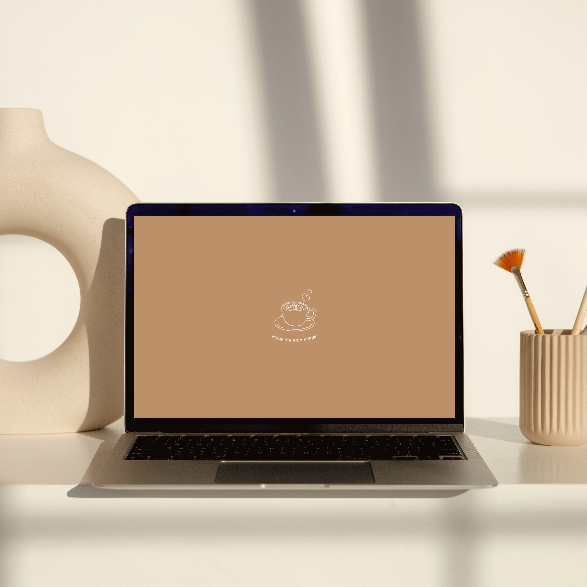 Aesthetic Neutral Latte Art Desktop Wallpaper — nikki lo