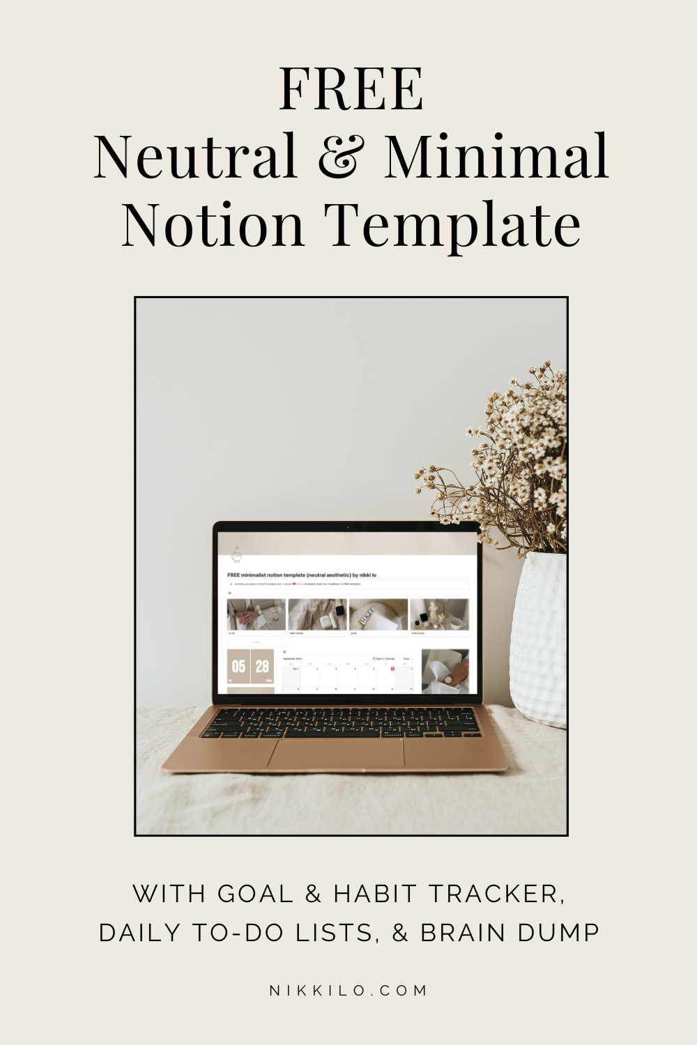 This FREE Notion Template Organizes Your Life With A Neutral, Minimal ...