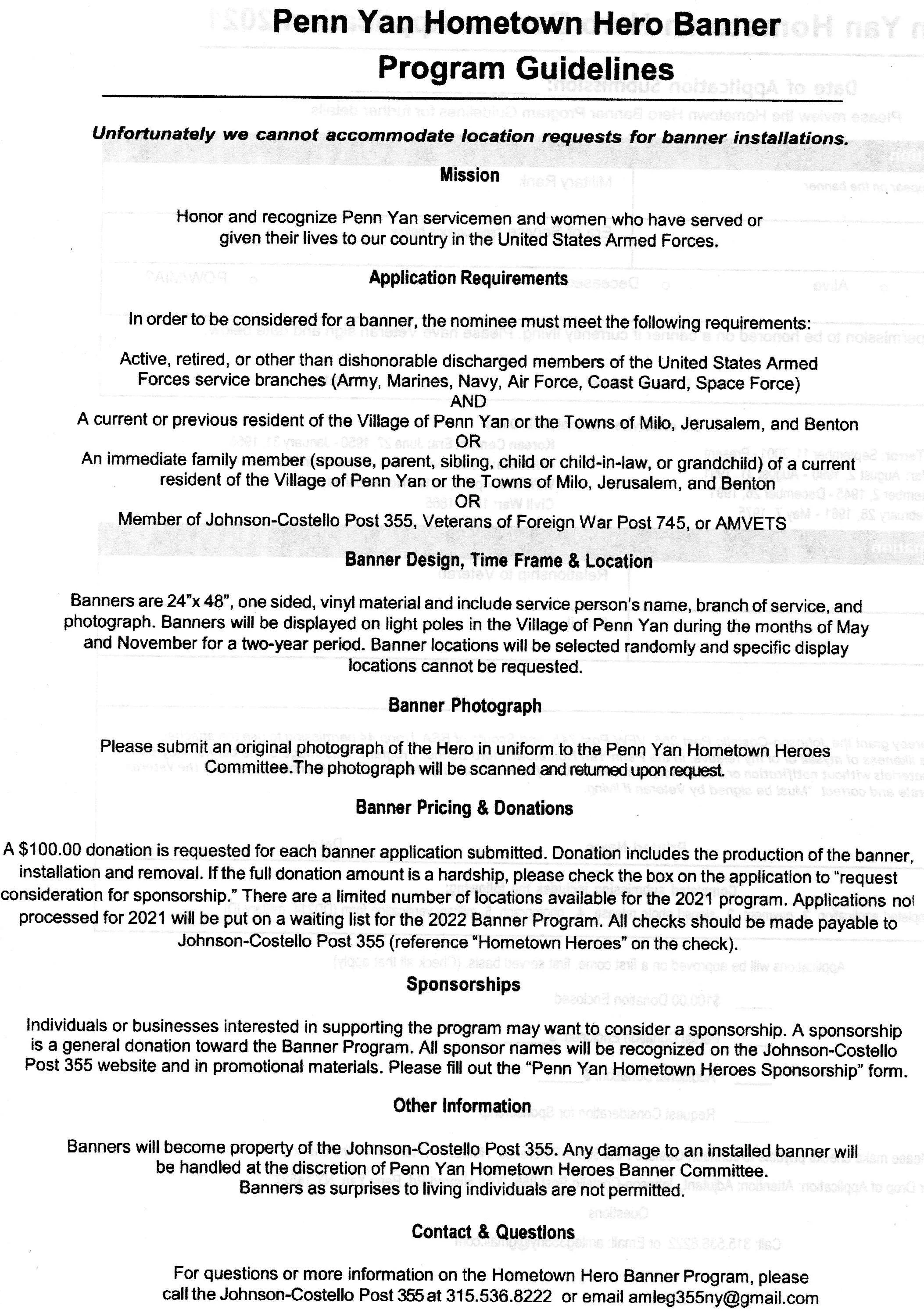 Hometown Hero Program — American Legion Johnson-Costello Post 355