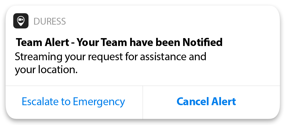 App - How to use Team Alerts — Duress