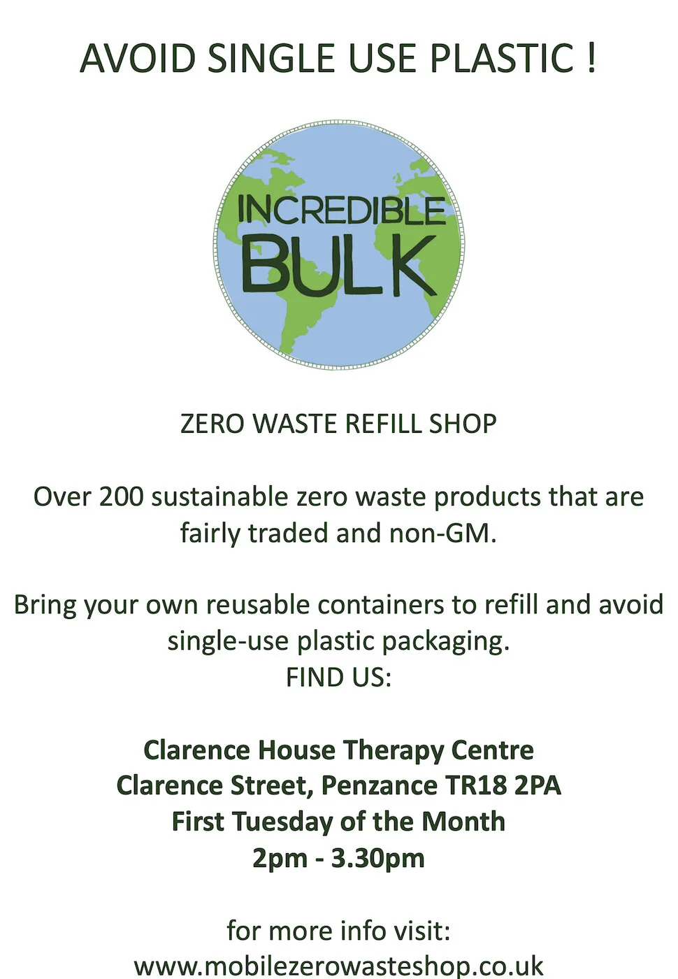 Incredible Bulk return! — Clarence House Therapy Centre, Penzance