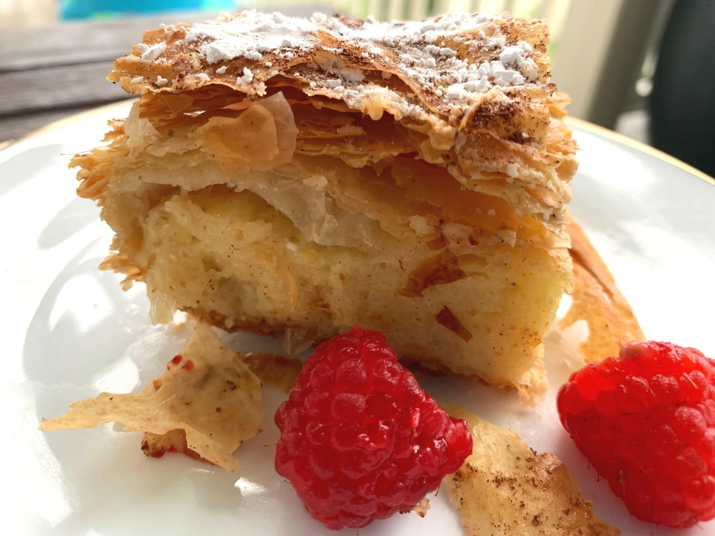 Bougatsa - Greek Filo pastry with custard filling — Persnickety Panhandler