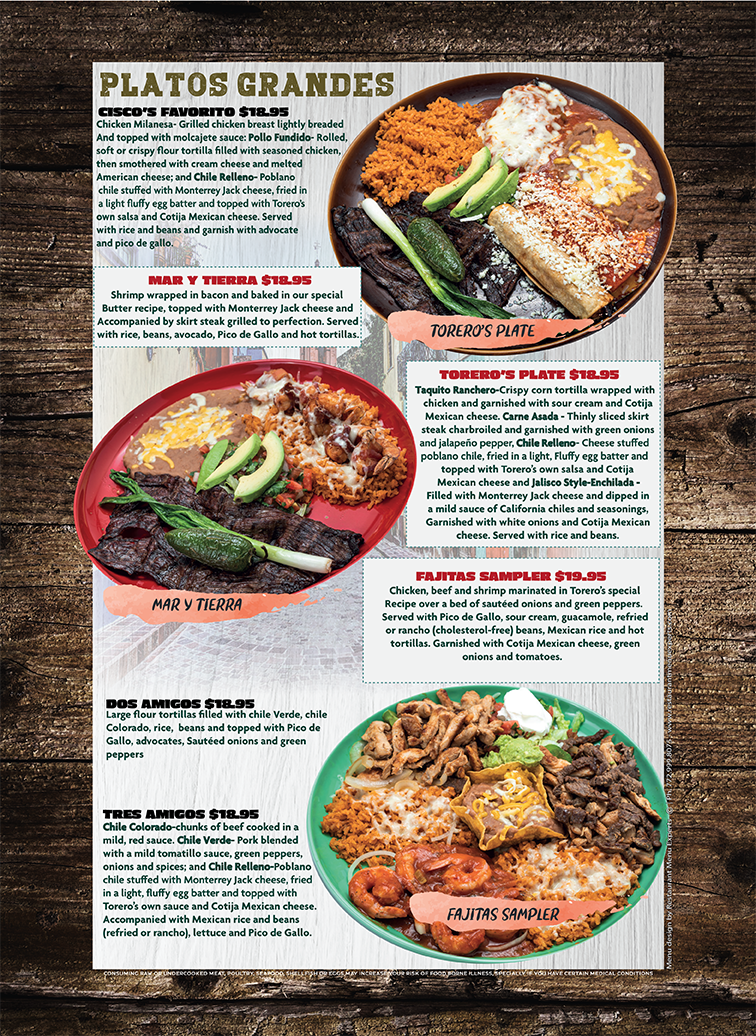Menus — Torero's Mexican Cuisine