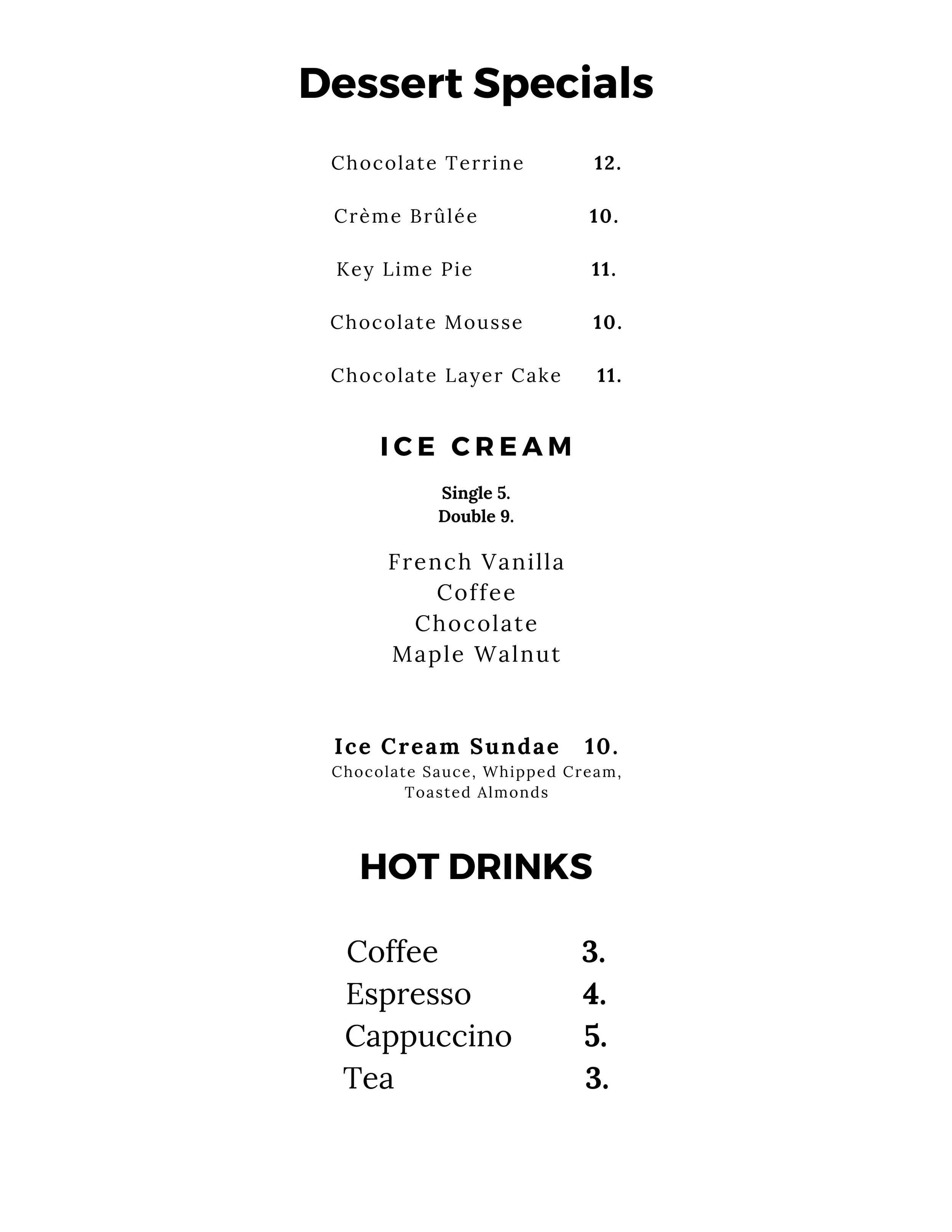 Menu — The Victorian Inn at Wallingford