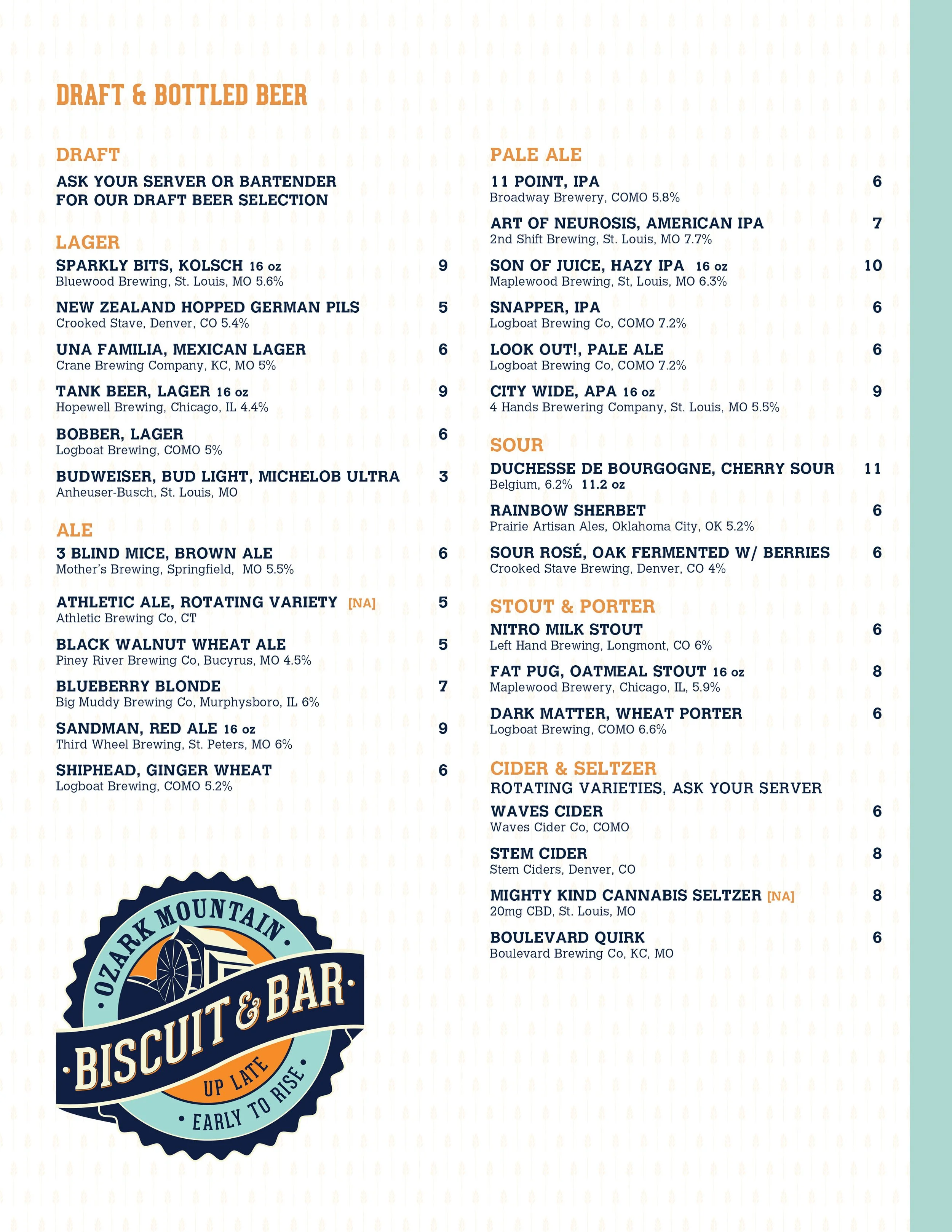 Menus — Ozark Mountain Biscuit Co.