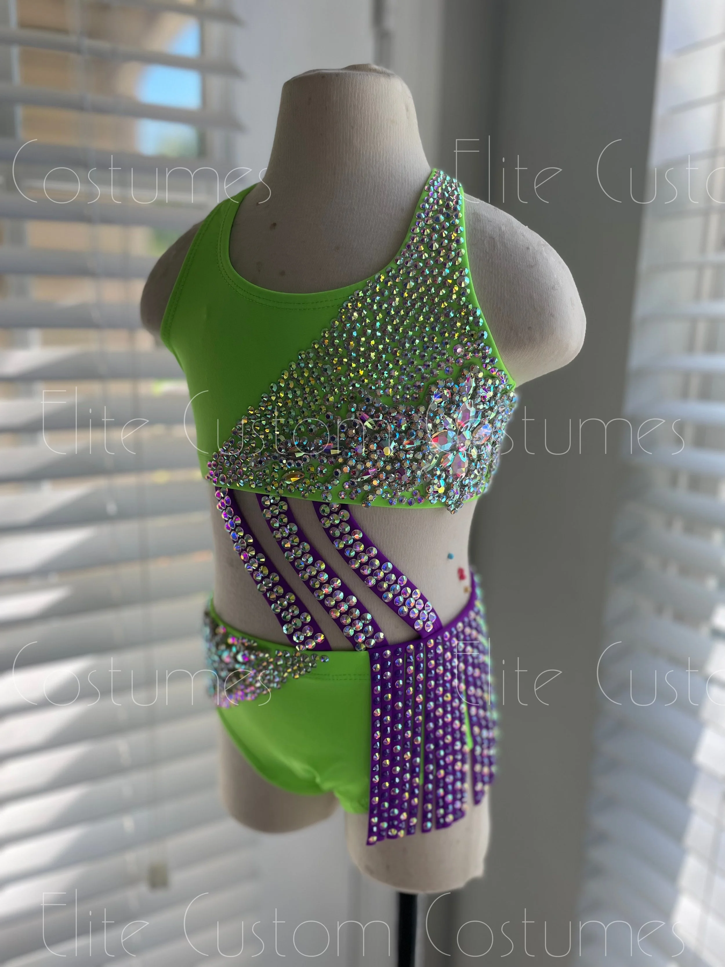 Custom Dance Costume Sassy Jazz Musical Theater Lime Green Purple 2 ...