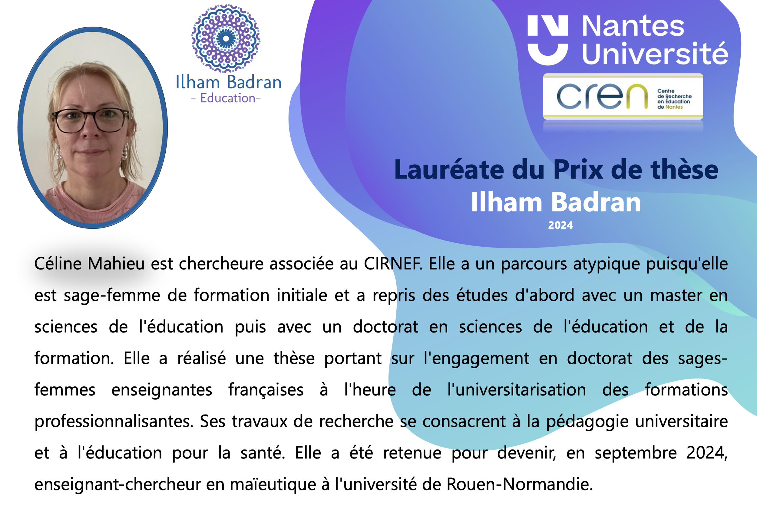 2024: Dr. Céline Mahieu — Ilham Badran | Education (I.B.E)