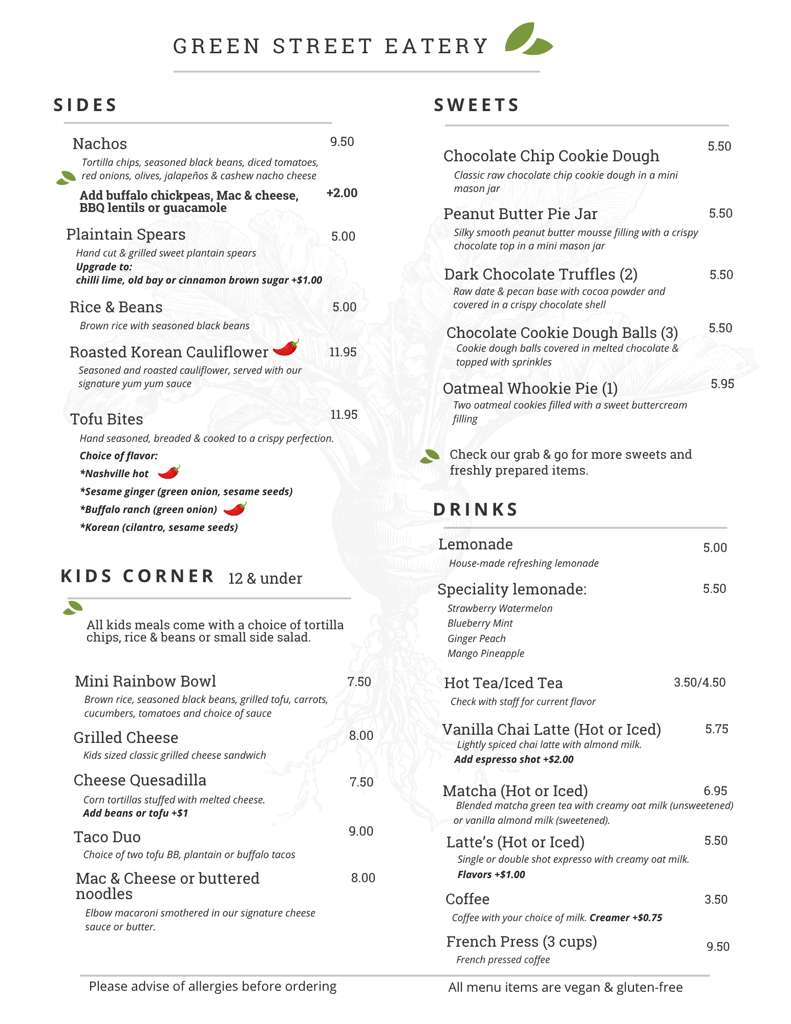 Vegan food near me check out our menu — Green Street Eatery