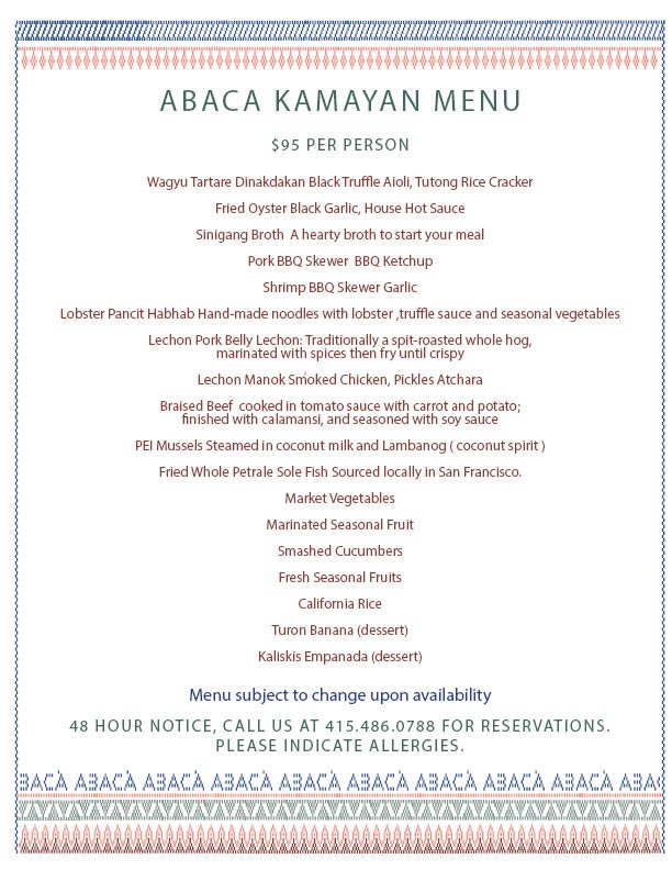 Menu — Restaurant Abacá