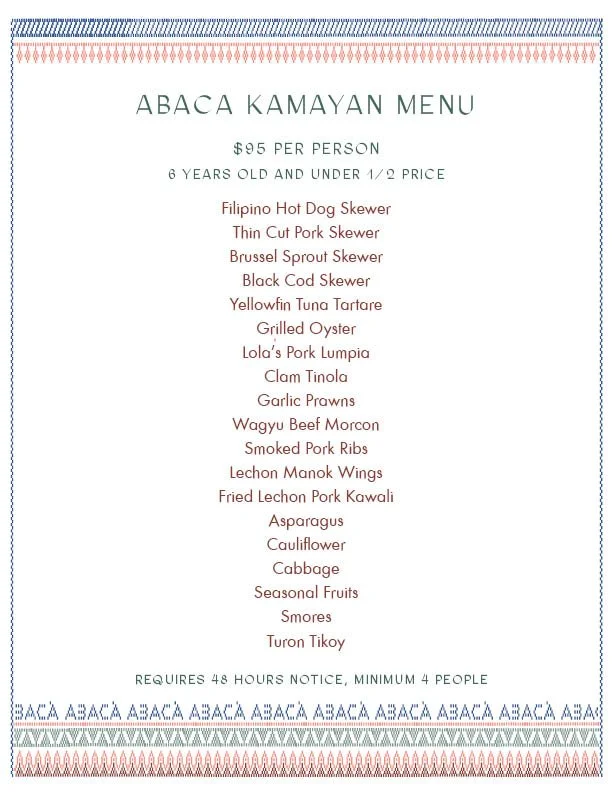 Menu — Restaurant Abacá