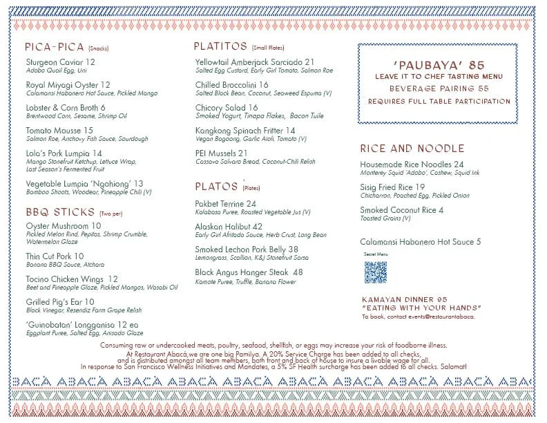Menu — Restaurant Abacá