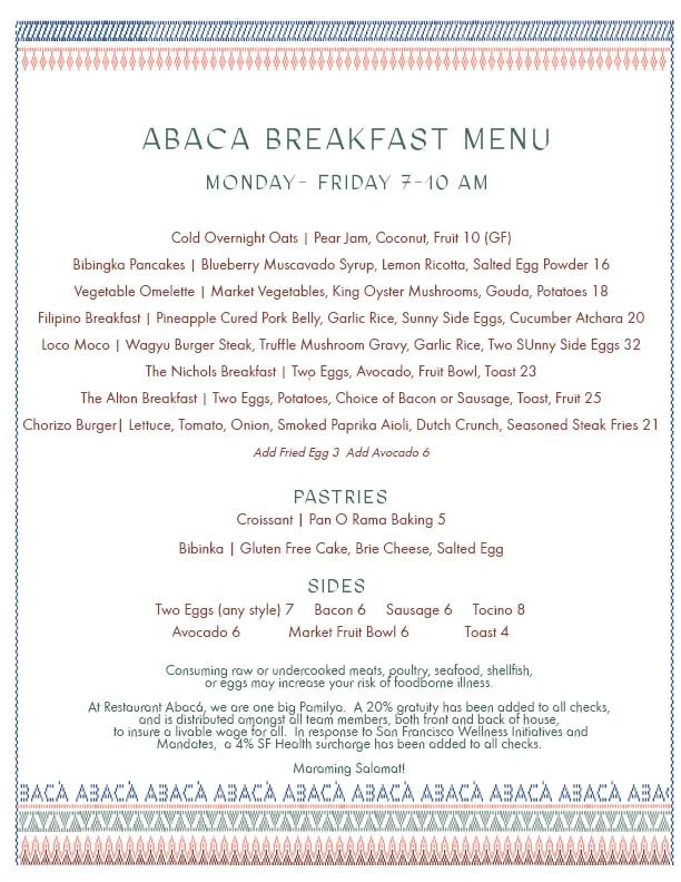 Menu — Restaurant Abacá