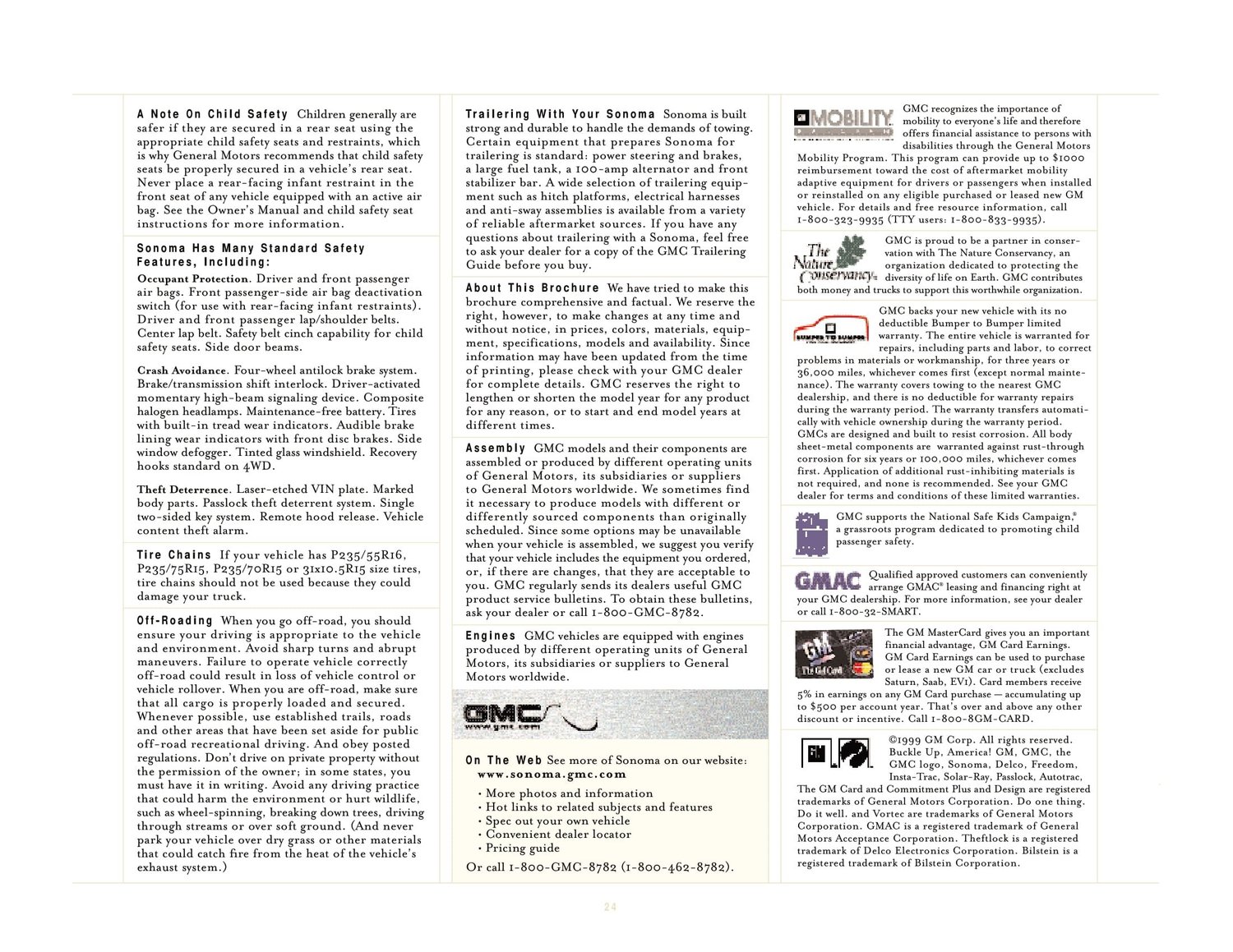 2000 GMC Sonoma Spec Sheet — S10LIFE