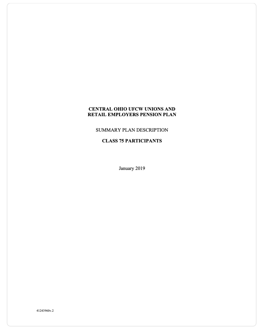 Central Ohio UFCW Unions and Retail Employers Pension Plan