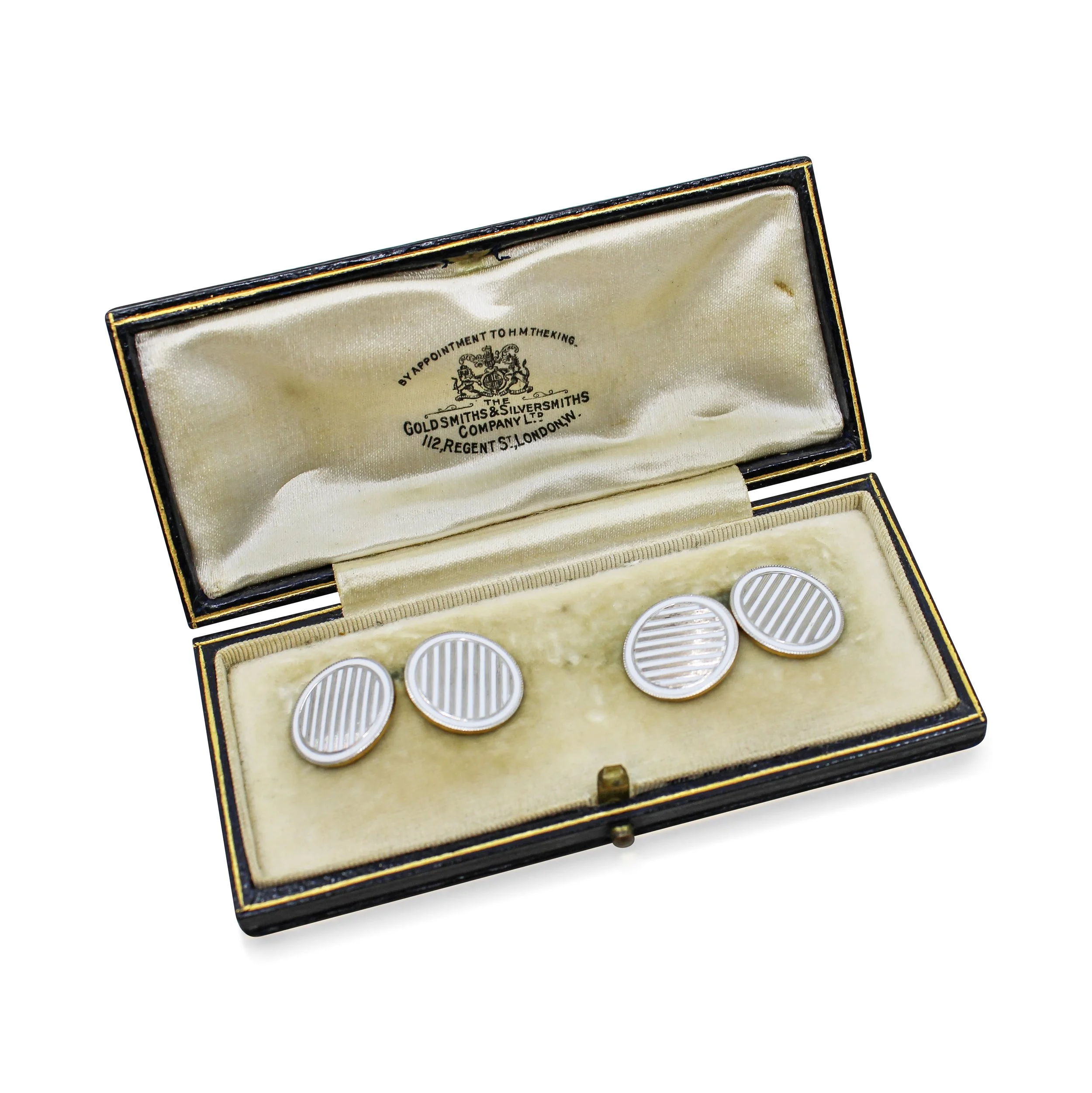 Pair of 18ct Gold and Enamel Oval Cufflinks by Deakin & Francis ...