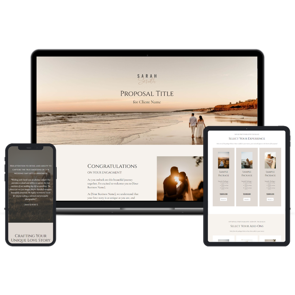 Dubsado Proposal Template for Wedding Photographers