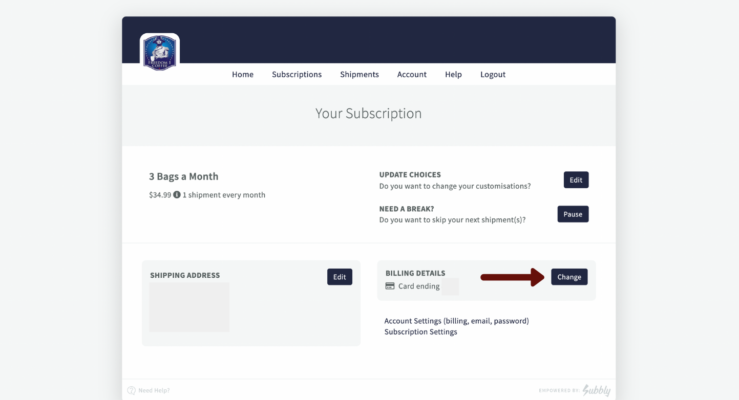 Managing Subscriptions — Freedom 1 Coffee