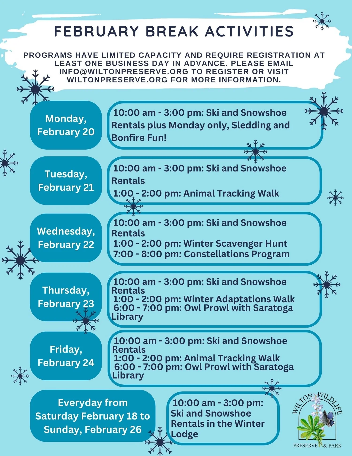 February Break Activities! — Wilton Wildlife Preserve & Park