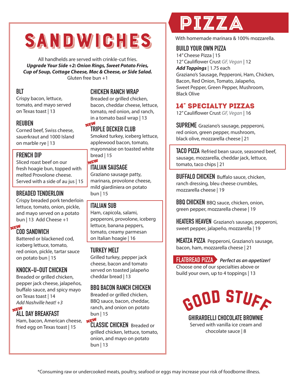 Menus — 1908 Draught House | Restaurant and Sports Bar | Johnston, West ...