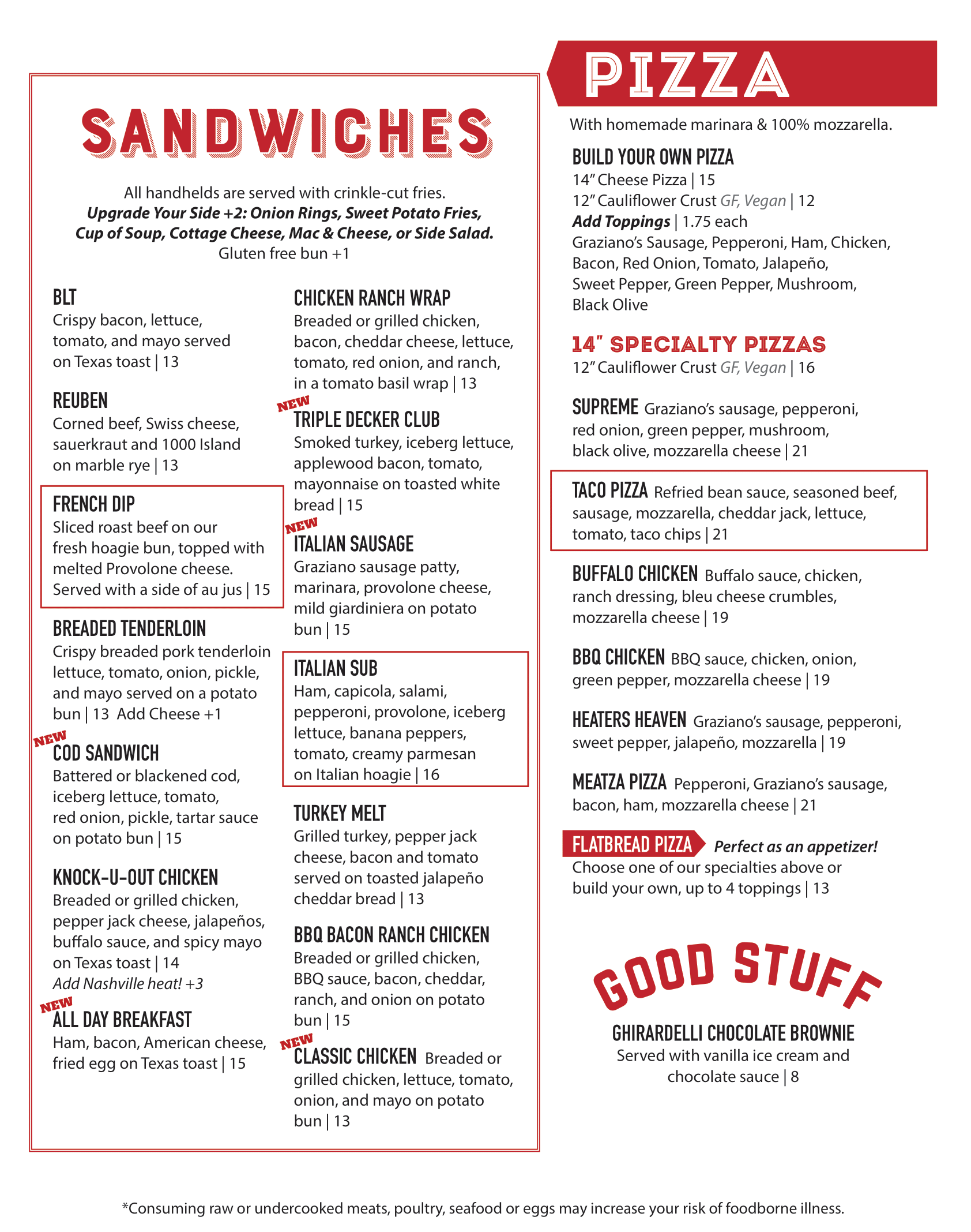 Menus — 1908 Draught House | Restaurant and Sports Bar | Johnston, West ...